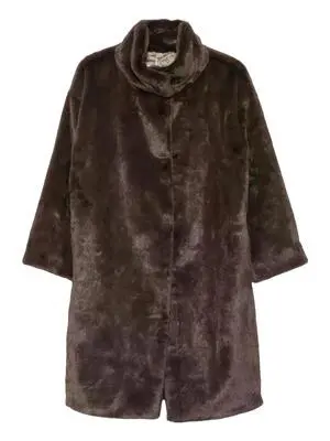Herno Faux-fur Funnel-neck Coat - Brown