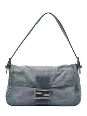 Fendi Baguette 26424 Denim Shoulder Bag - Blue