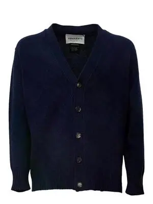 AMARANTO Distressed V-neck Cardigan - Blue