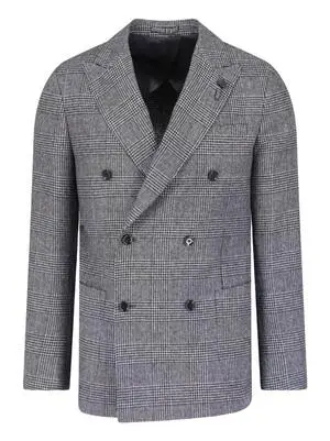 LARDINI X Sugar Double-breasted Prince Of Wales Check Jacket