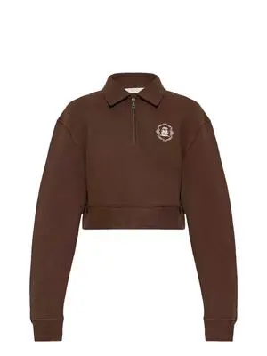 Palm Angels Cropped Quarter-zip Sweater - Brown