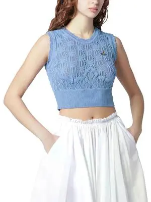 VIVIENNE WESTWOOD Ribbed-hem Knit Top - Blue