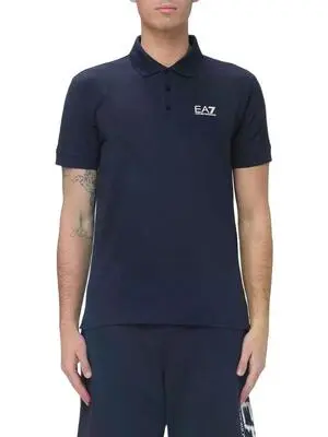 EA7 Logo-print Short-sleeve Polo Shirt - Blue