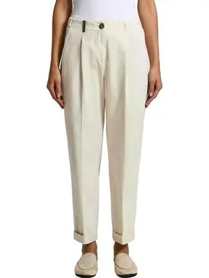 Peserico Pleated Turn-up Trousers - Neutrals