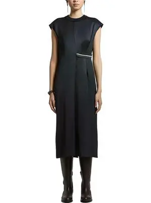 Peserico Chain-detail Pleated Midi Dress - Blue