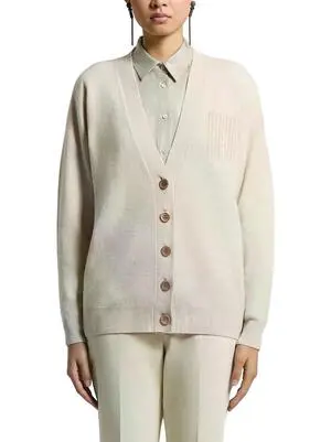 Peserico Ribbed-knit Chest-pocket Cardigan - Neutrals