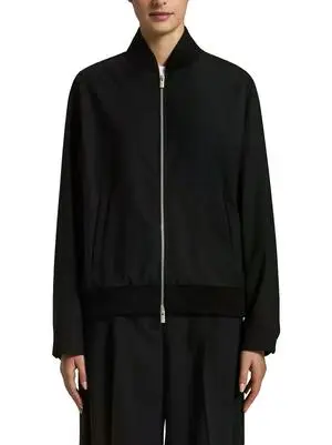 Peserico Ribbed-trim Zip-up Bomber Jacket - Black