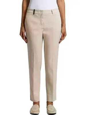 Peserico Beaded-tab Tailored Trousers - Neutrals