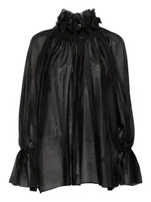 THELATEST Ruffled High-neck Blouse - Black