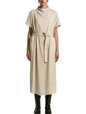 Peserico Belted High-neck Midi Dress - Neutrals
