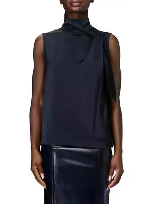 HANITA Tie-neck Sleeveless Top Blue