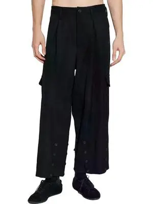 Yohji Yamamoto Button-detail Wool Cargo Pants - Black