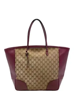 Gucci 2016-2026 Gg Canvas And Calfskin Bree Tote Bag - Neutrals