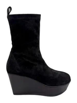 VIC MATIE Suede Wedge Boots - Black