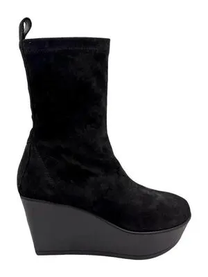 VIC MATIE Suede Wedge Boots - Black