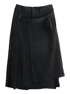 Yohji Yamamoto Belted Layered-panel Midi Skirt - Black