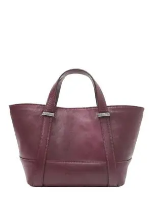 Peserico Itinera Beaded-trim Leather Tote Bag - Red