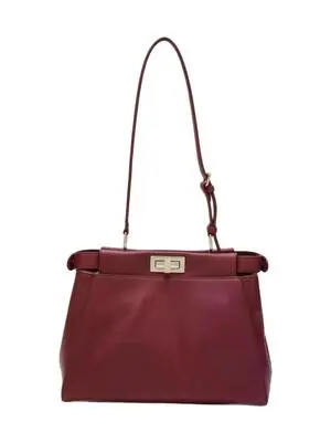 Fendi Small My Peekaboo Leather Shoulder Bag - Red