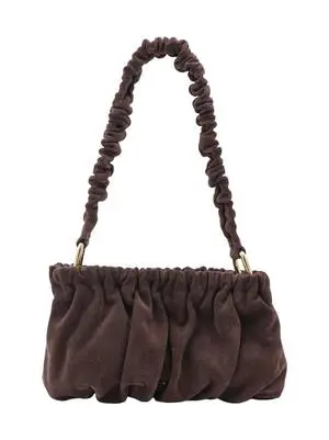 Marni Ruched Synthetic Suede Shoulder Bag - Brown
