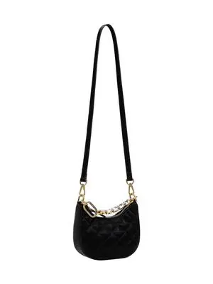 TWINSET Quilted Satin Mini Bag With Rhinestones And Jewel Handle