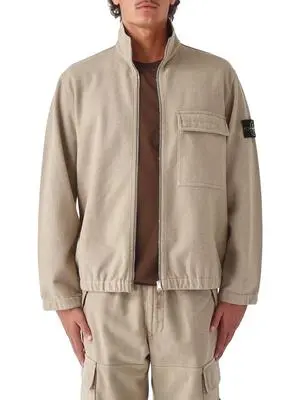 STONE ISLAND Wool Blend Bomber Jacket With Compass Logo And Relaxed Fit