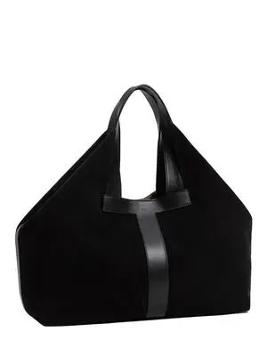TWINSET Large Leather And Suede Hobo Bag With Double Handle - Black