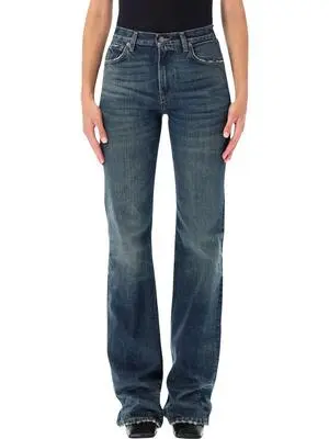 HAIKURE Star Flared Jeans In High-waisted Cotton Denim - Blue