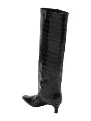 TOTEME Croco-embossed Wide Shaft Boots Dark - Brown