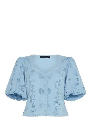 ROSE & NANCY Abi Cotton Lace Blouse - Blue