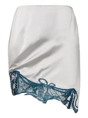 JACQUES WEI Embroidered Satin Miniskirt - Silver