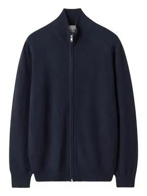 Soft Goat Full Zip Cashmere Cardigan - Blue
