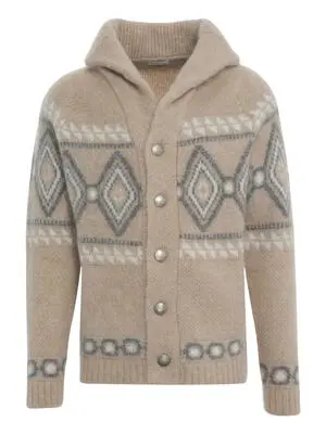 BORGO ASOLO CASHMERE Rombi Geometric Pattern Cardigan