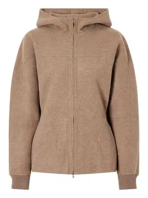 Max Mara Filtro Hooded Wool And Cashmere-blend Zip-up Cardigan - Neutrals