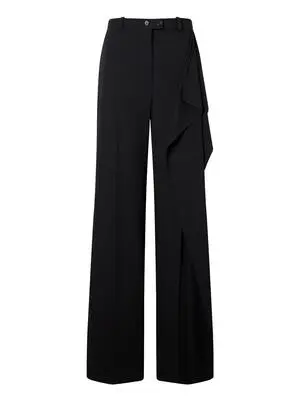 JIL SANDER Draped Wool-sablé Wide-leg Pants - Black