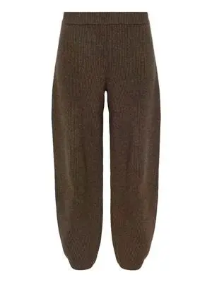 BY MALENE BIRGER Carmela Ribbed-knit Trousers - Brown