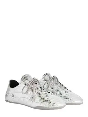 Balenciaga City Arena Leather Sneakers Silver