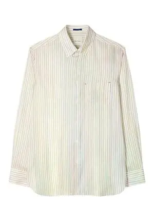 Paul Smith Regular-fit Ecru And Blue Stripe Lyocell-silk Shirt - Neutrals