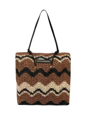Lola Casademunt Chevron-knit Logo-patch Tote Bag - Brown