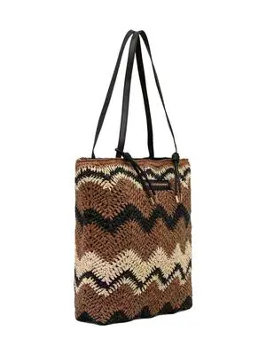 Lola Casademunt Chevron-knit Logo-patch Tote Bag - Brown