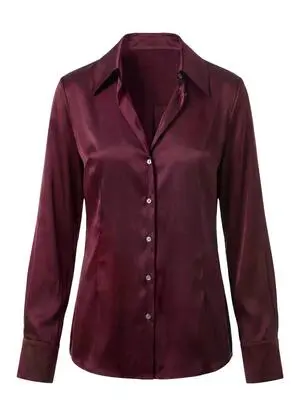 NICHOLAS Paloma Satin-finish Long-sleeve Shirt - Red