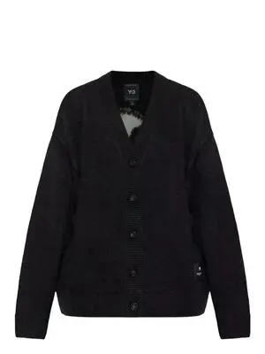 Y3 Logo-patch Graphic Skull-motif Cardigan - Black