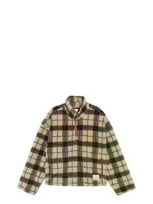 FOUND Plaid-pattern Half-zip Fleece Sweatshirt - Neutrals
