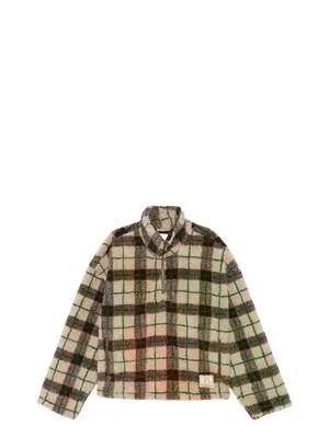 FOUND Plaid-pattern Half-zip Fleece Sweatshirt - Neutrals