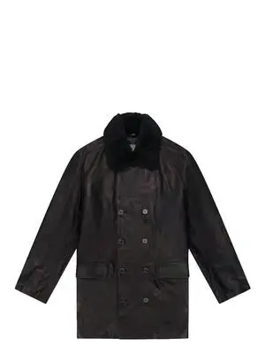 DENIM TEARS Oakland Wreath Leather Coat - Black