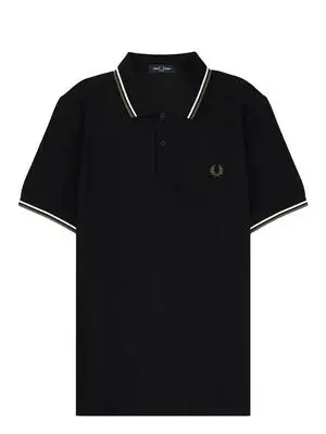 Fred Perry Laurel Wreath-embroidered Striped-trim Polo Shirt - Black