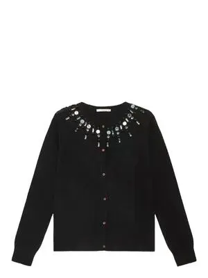 Malìparmi Embroidered-neck Cardigan - Black