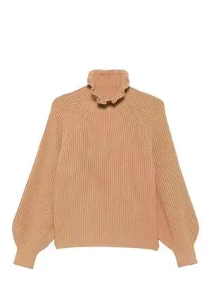 MAX MARA Pontile Ruffled-collar Ribbed-knit Sweater