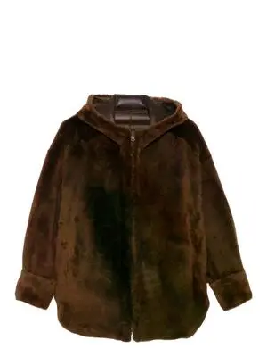 SALVATORE SANTORO Reversible Hooded Shearling Jacket - Brown