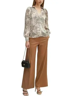 MORGAN Animal-print V-neck Blouse - Neutrals