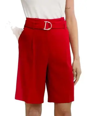 MORGAN Belted Shorts - Red